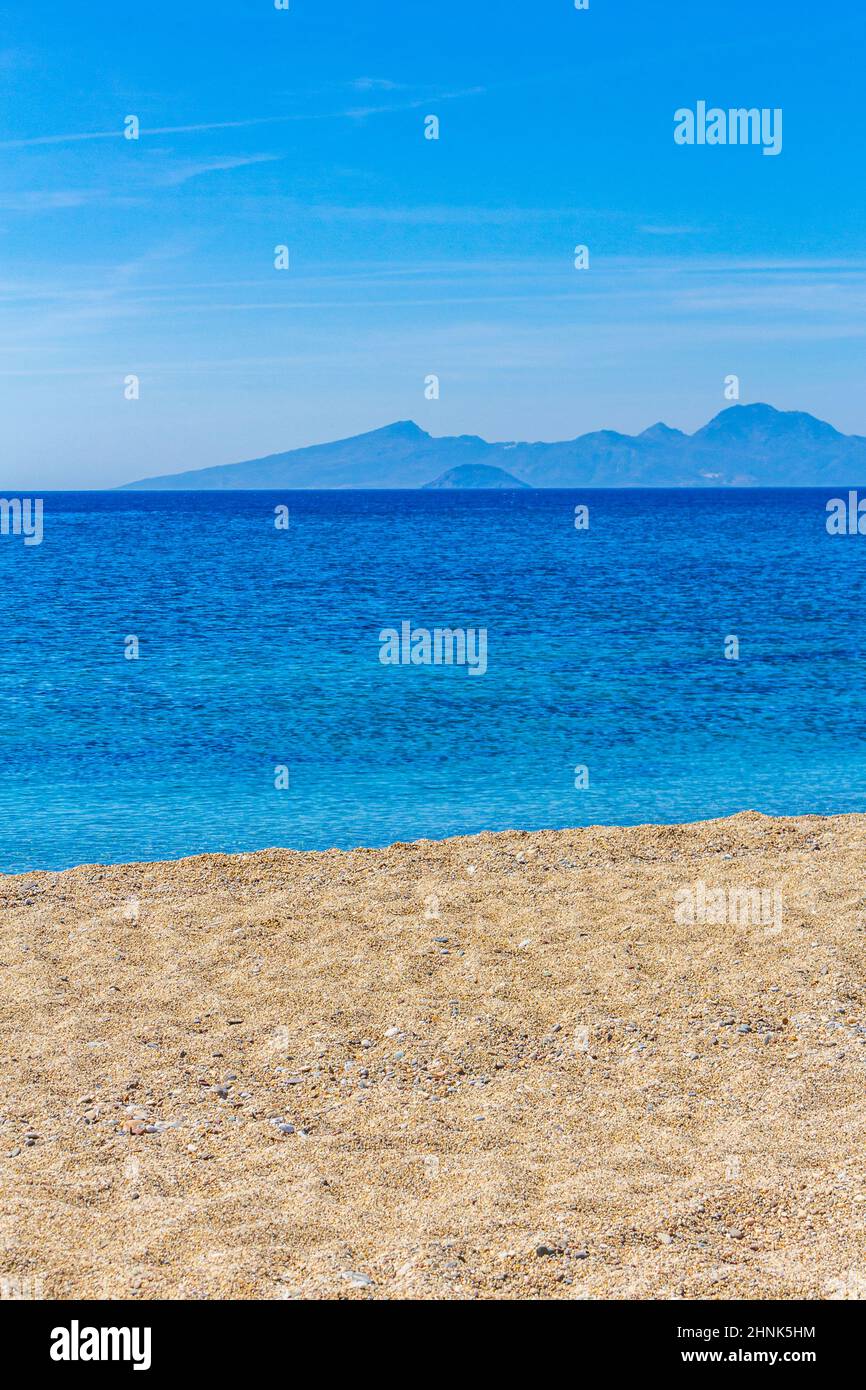 Most beautiful beaches on Kos Island in Greece with panorama view on ...