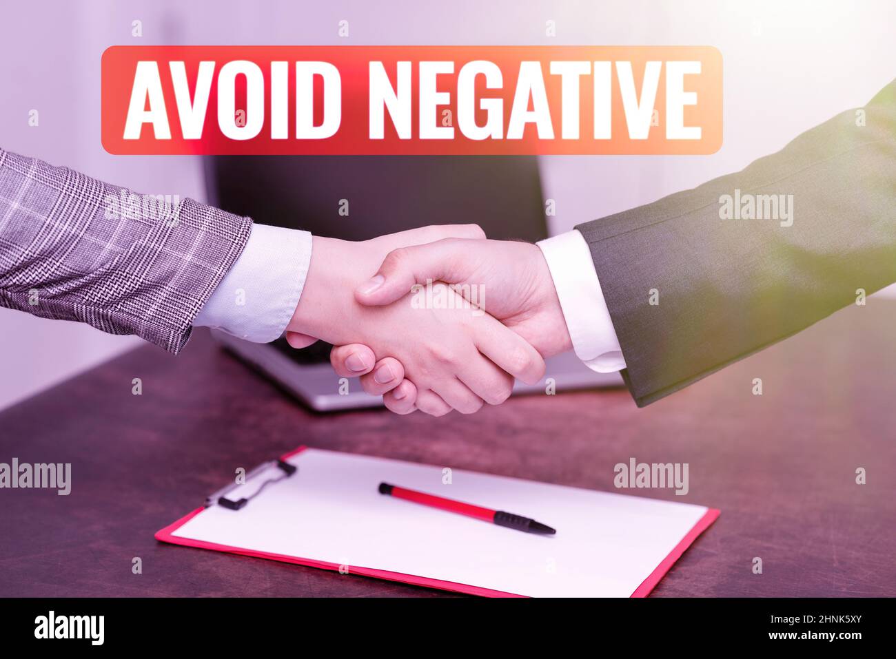 Hand writing sign Avoid Negative, Business approach Staying away from ...