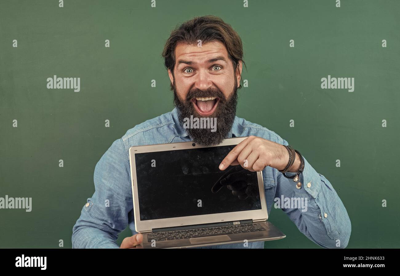 man with beard and moustache look as businessman or teacher in college ...