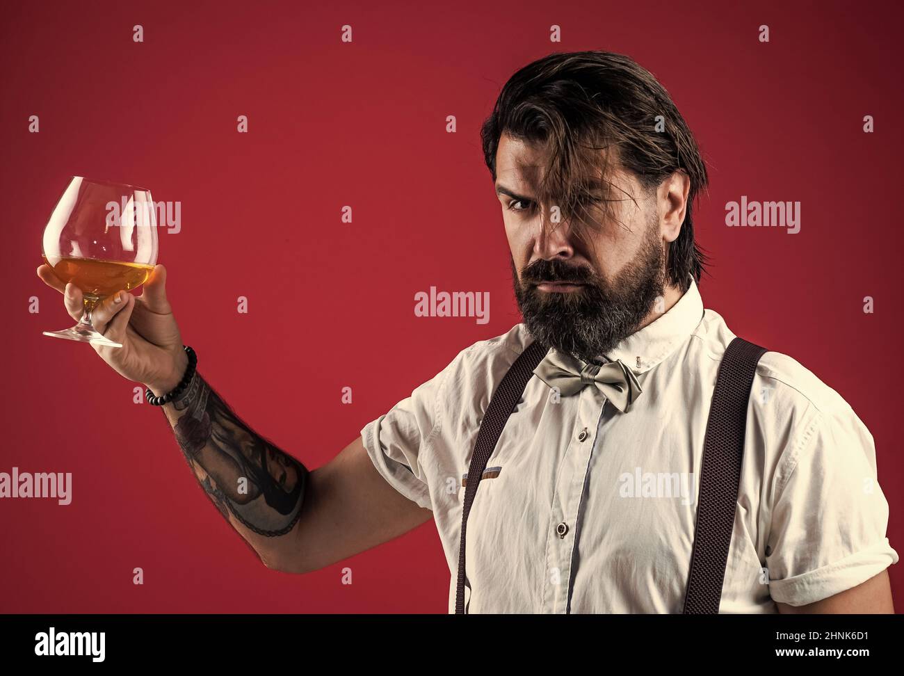try this. whiskey and scotch. old fashioned bearded barman. retro man ...