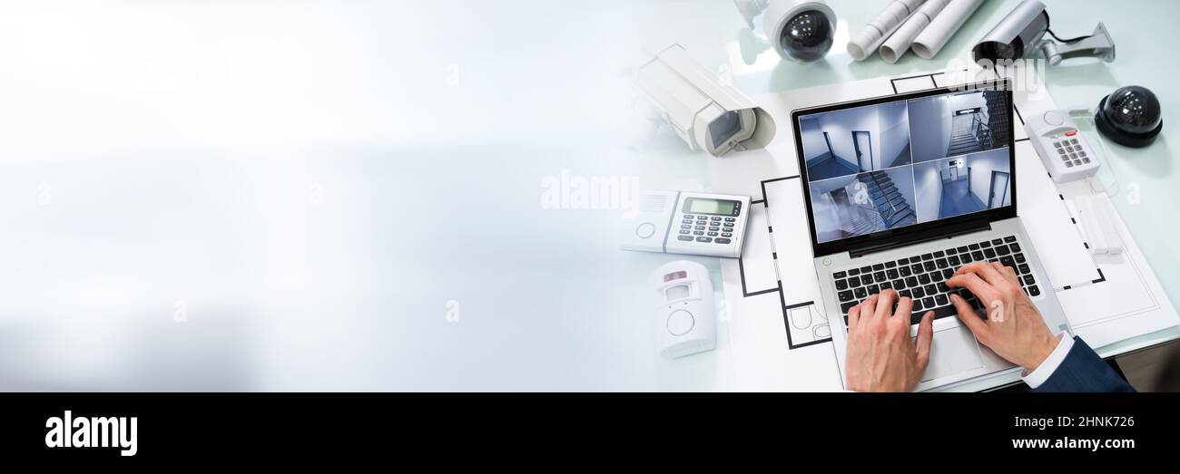 Security Alarm System In Office. CCTV Camera Equipment Stock Photo - Alamy