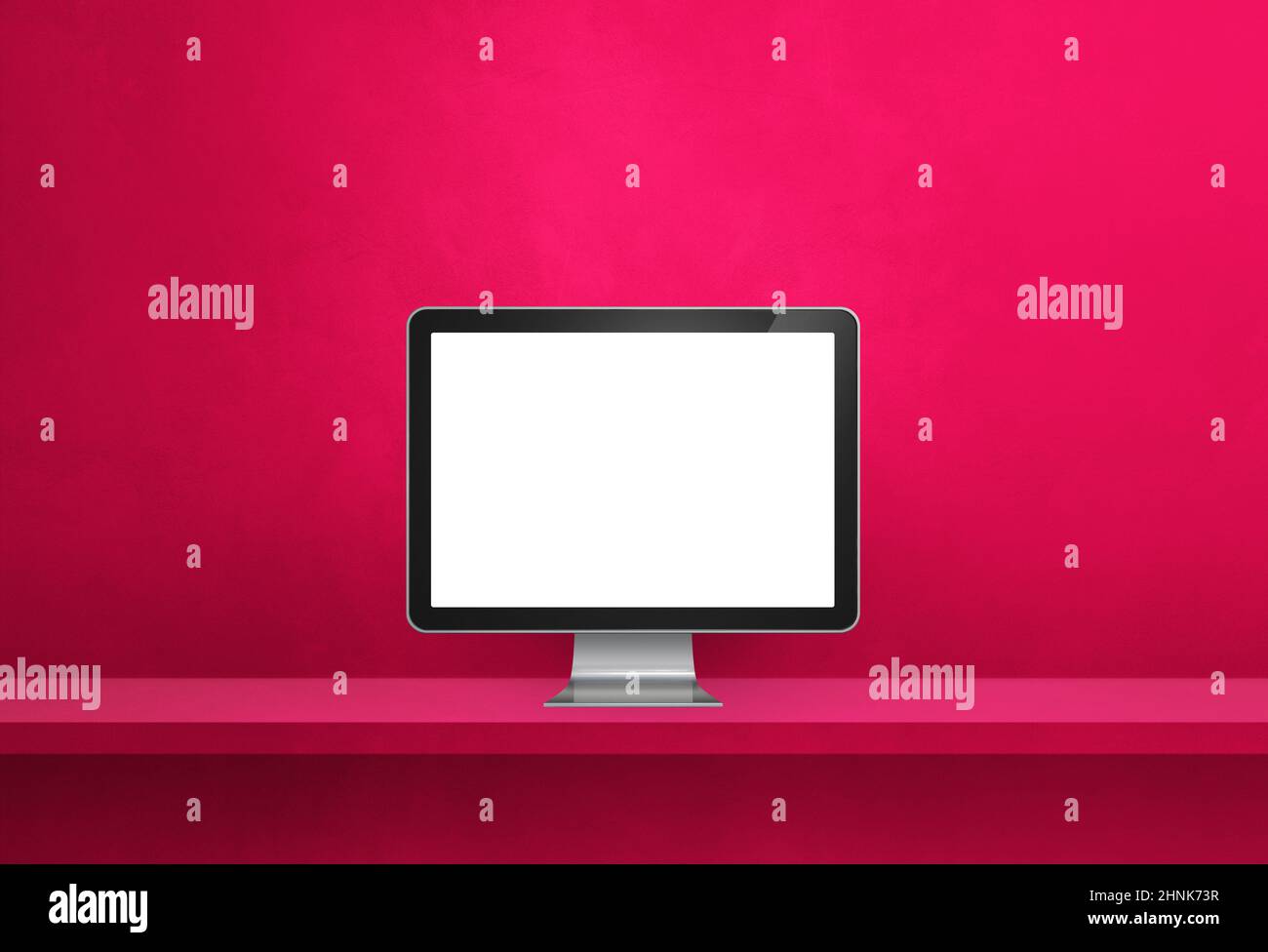 Computer pc - pink wall shelf banner. 3D Illustration Stock Photo - Alamy