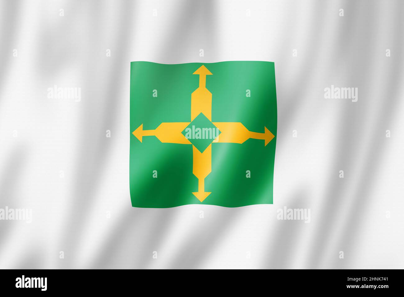 Federal District state flag, Brazil waving banner collection. 3D ...