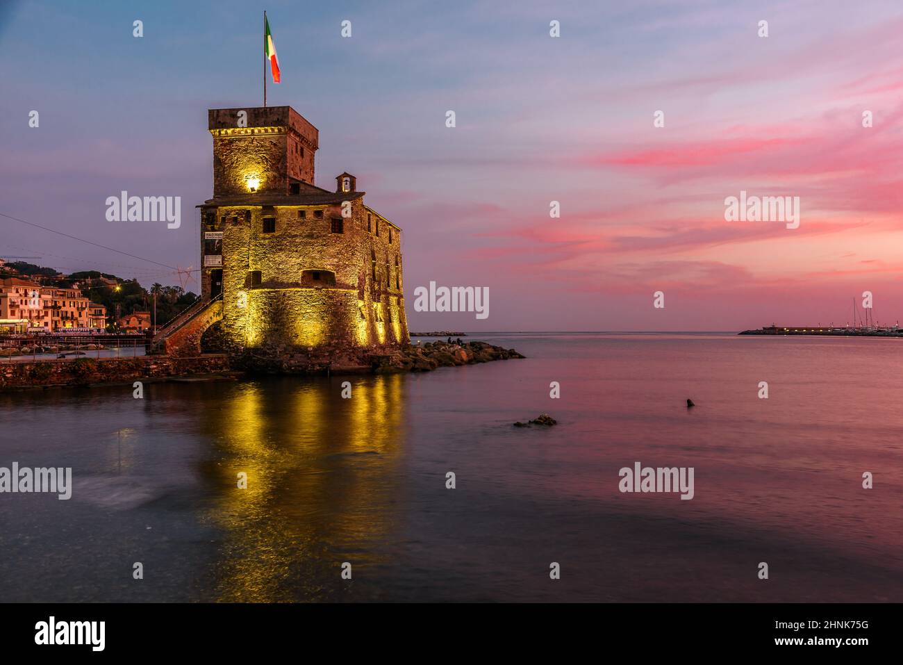 Castle of Rapallo at the sunset Stock Photo - Alamy