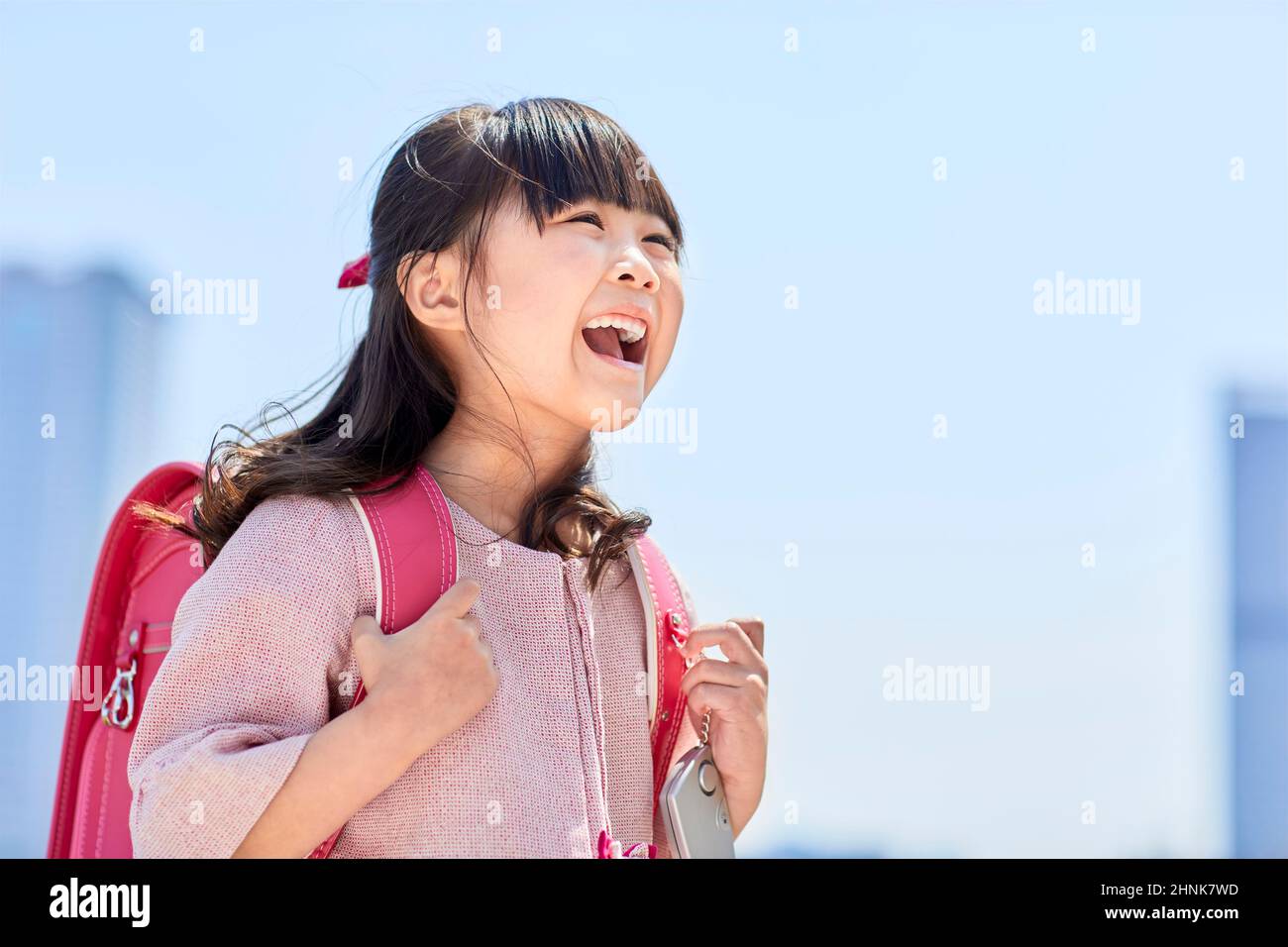 Japanese Elementary School Girl Shouting Stock Photo - Alamy