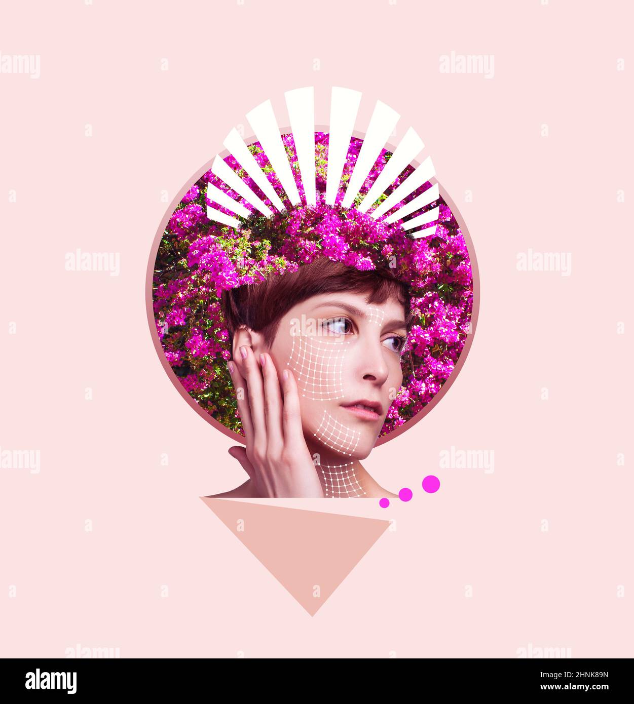 The lifting, skin, plastic surgery concept. Woman face with marks and ...