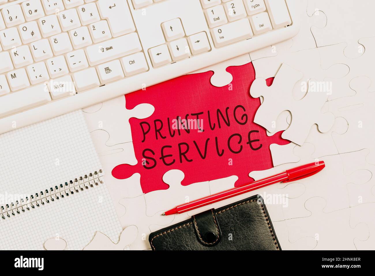 Text caption presenting Printing Service, Conceptual photo program ...