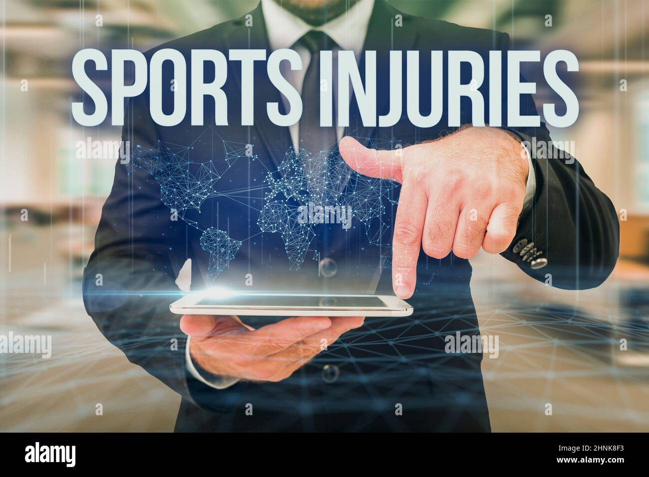 Sign displaying Sports Injuries, Word Written on kinds of injury that ...