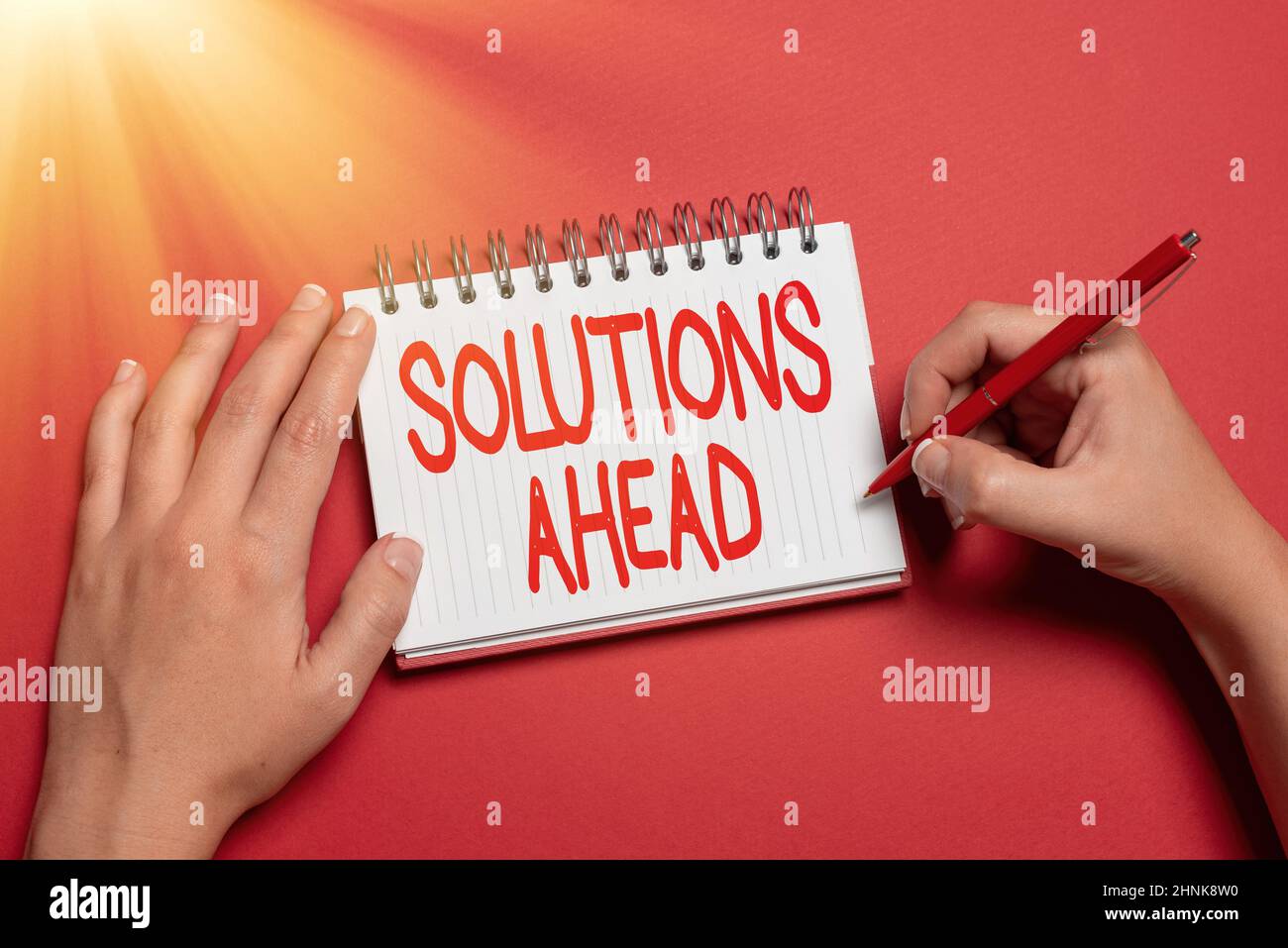 Inspiration showing sign Solutions Ahead, Concept meaning in advance ...