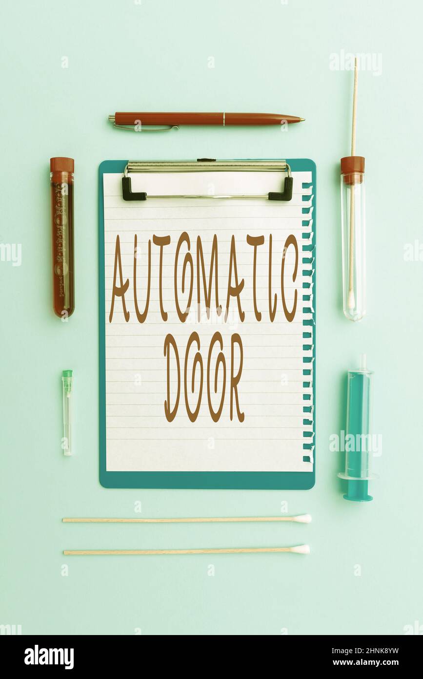 Text sign showing Automatic Door, Business concept opens automatically ...