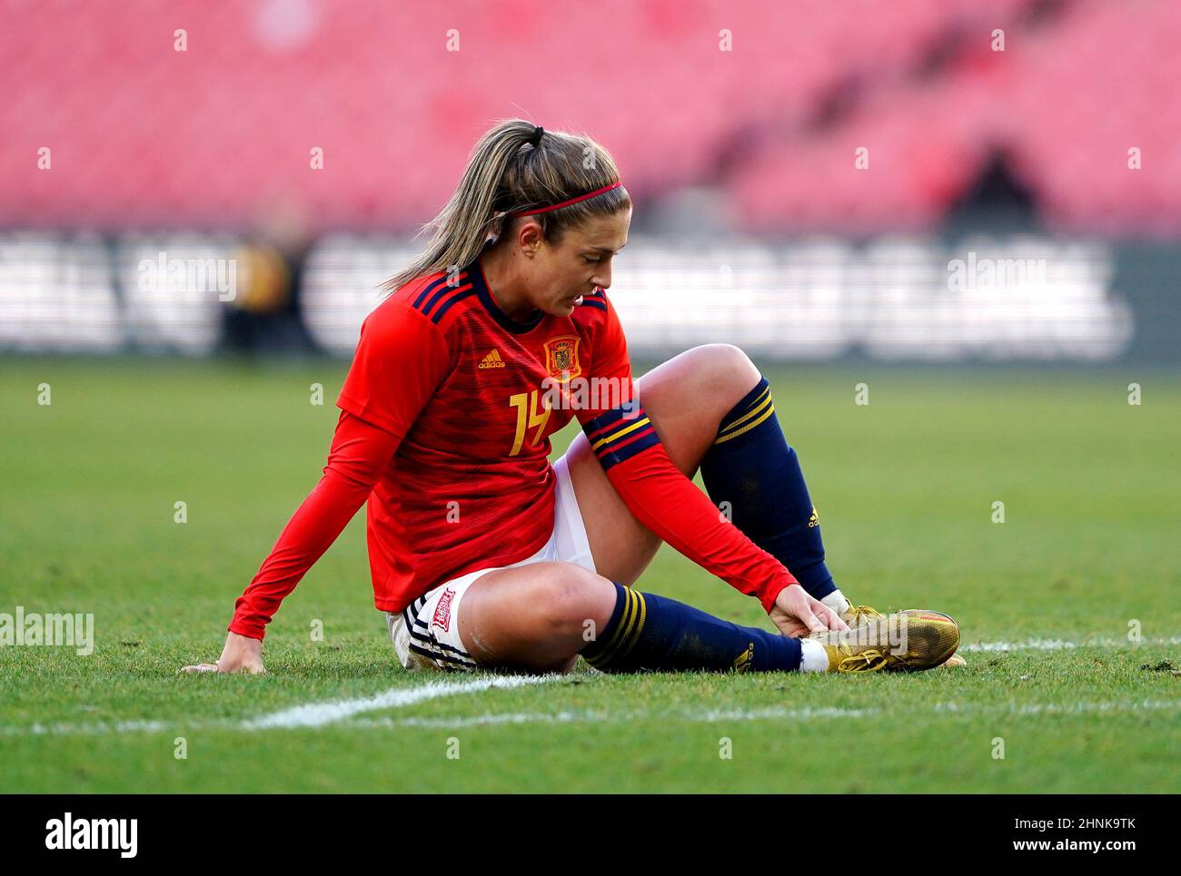 Spain's Alexia Putellas goes down with an injury during the Arnold ...
