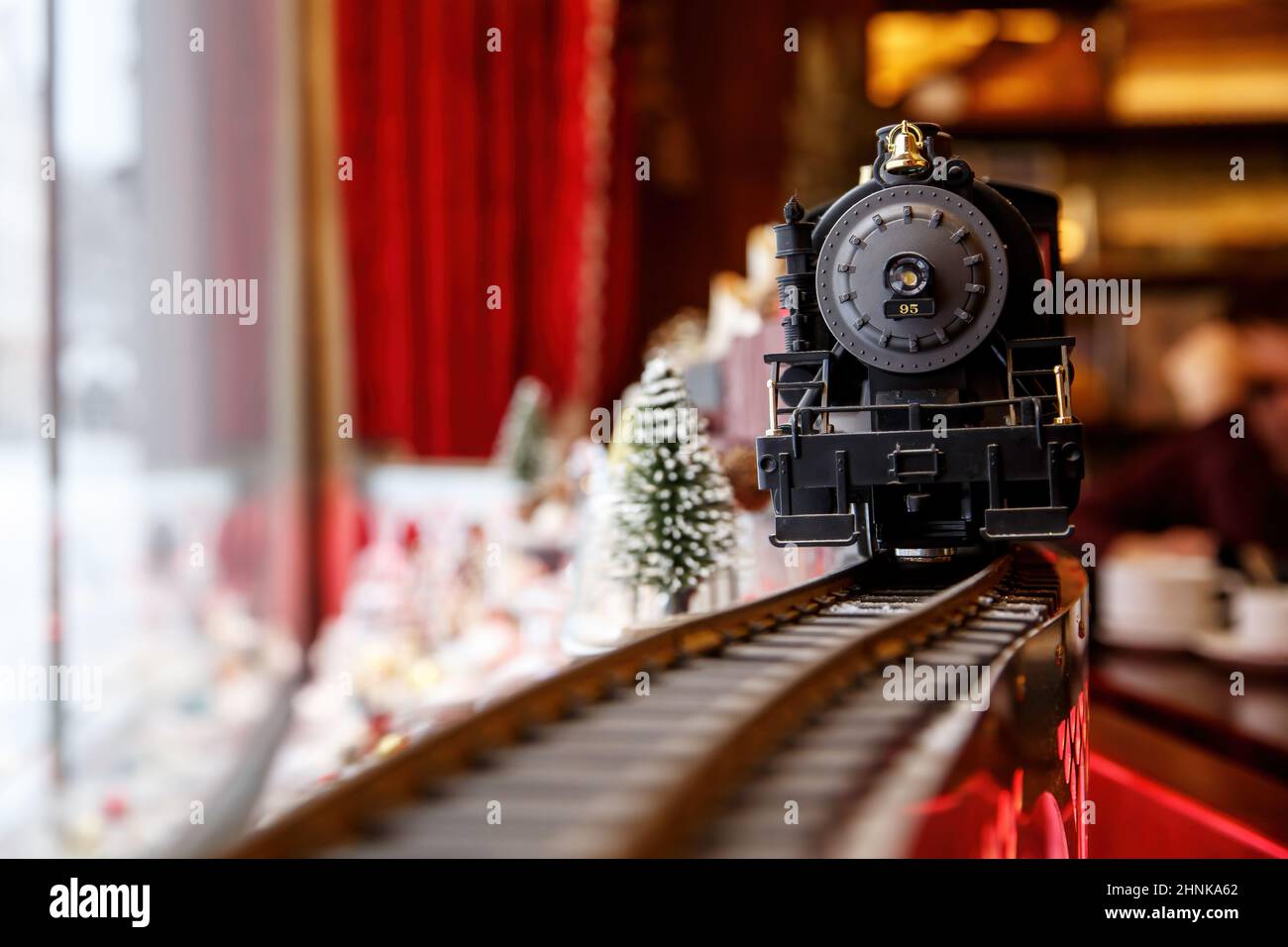Model railroad steam locomotive and railway Stock Photo - Alamy