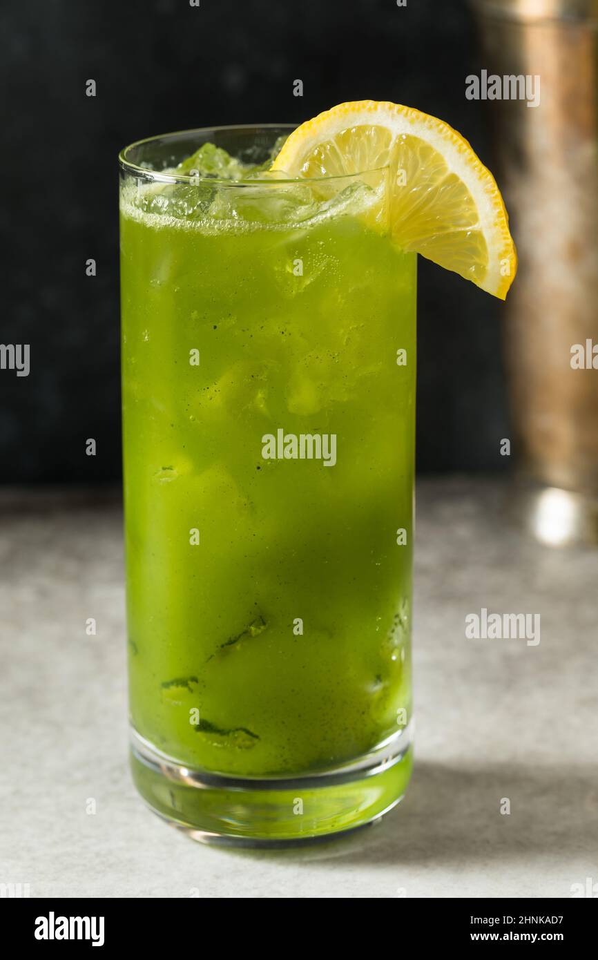Refreshing Cold Matcha Whiskey Highball with Lemon and Soda Water Stock ...
