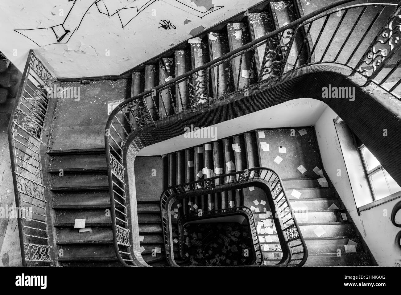 Staircases in the old police headquarters in Frankfurt Stock Photo - Alamy
