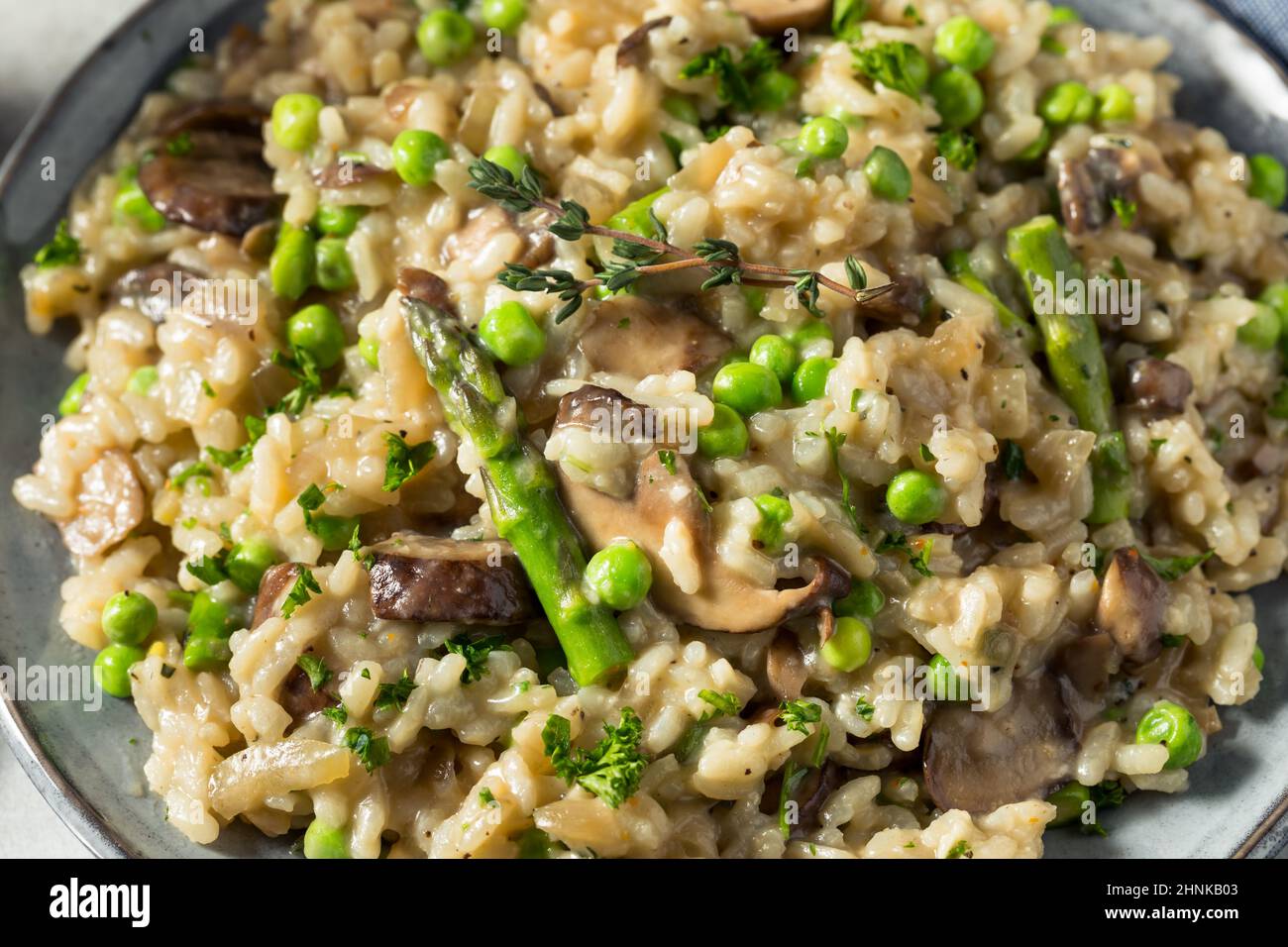 Homemade Italian Asparagus and Mushroom Risotto with Thyme Stock Photo ...