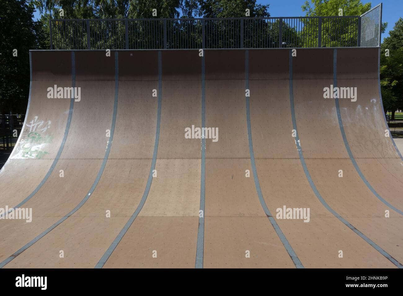 empty skateboard ramp in public town park Stock Photo - Alamy