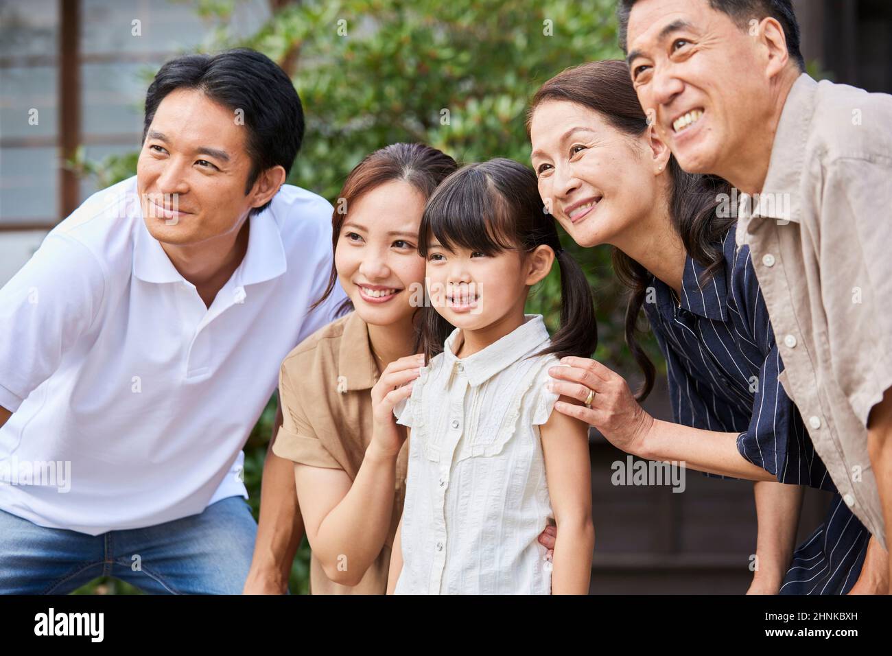 Smiling Three-Generations Japanese Family Stock Photo - Alamy