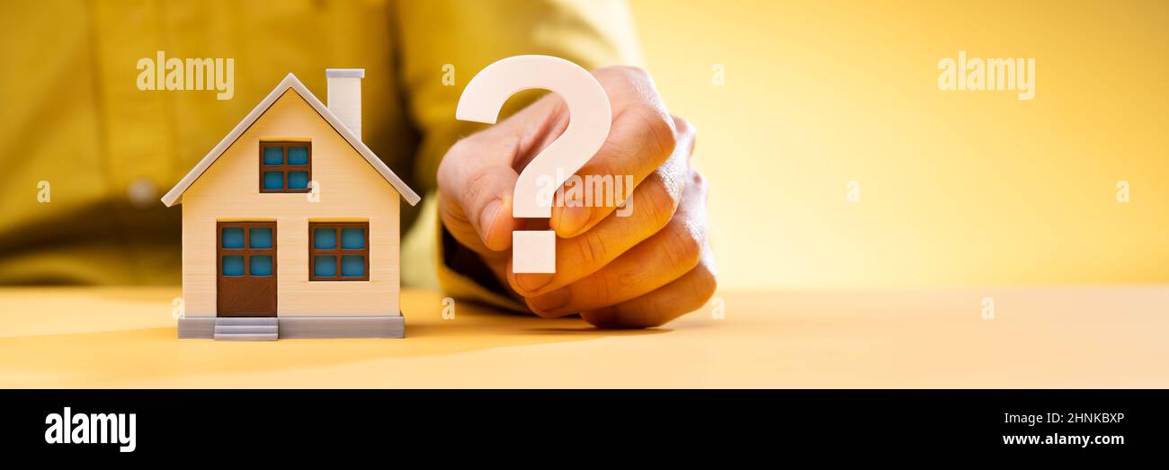 Real Estate House Question Mark And Mortgage Confusion Stock Photo - Alamy