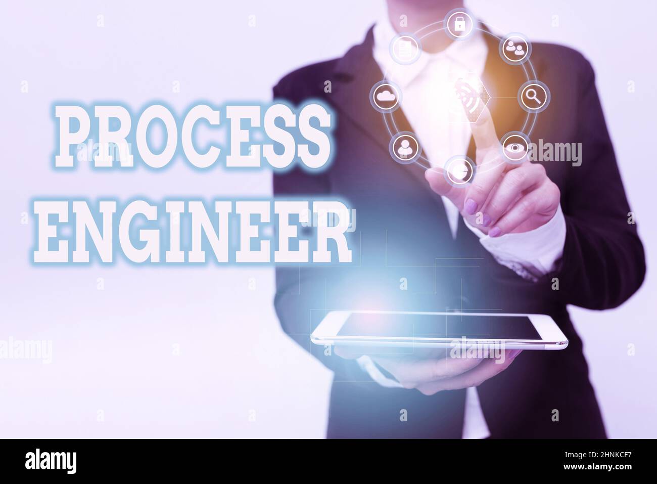 Text caption presenting Process Engineer, Conceptual photo responsible ...