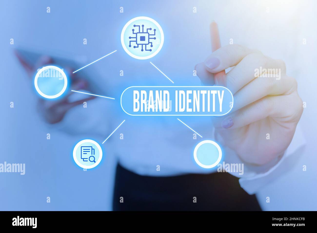 Sign displaying Brand Identity, Business concept visible elements of a ...