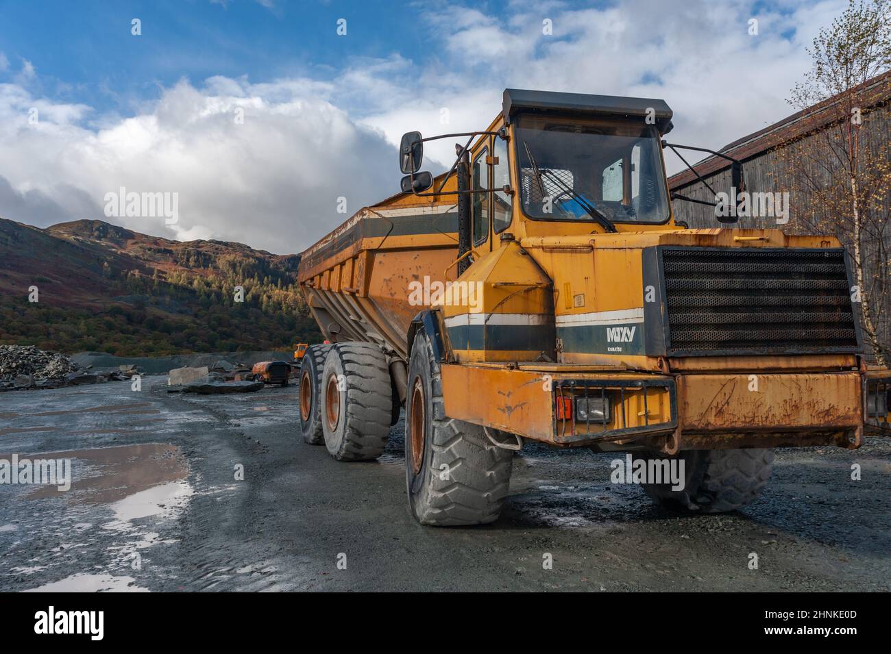 Heavy machinery in Elterwater Quarry, Great Langdale, Cumbria Stock ...