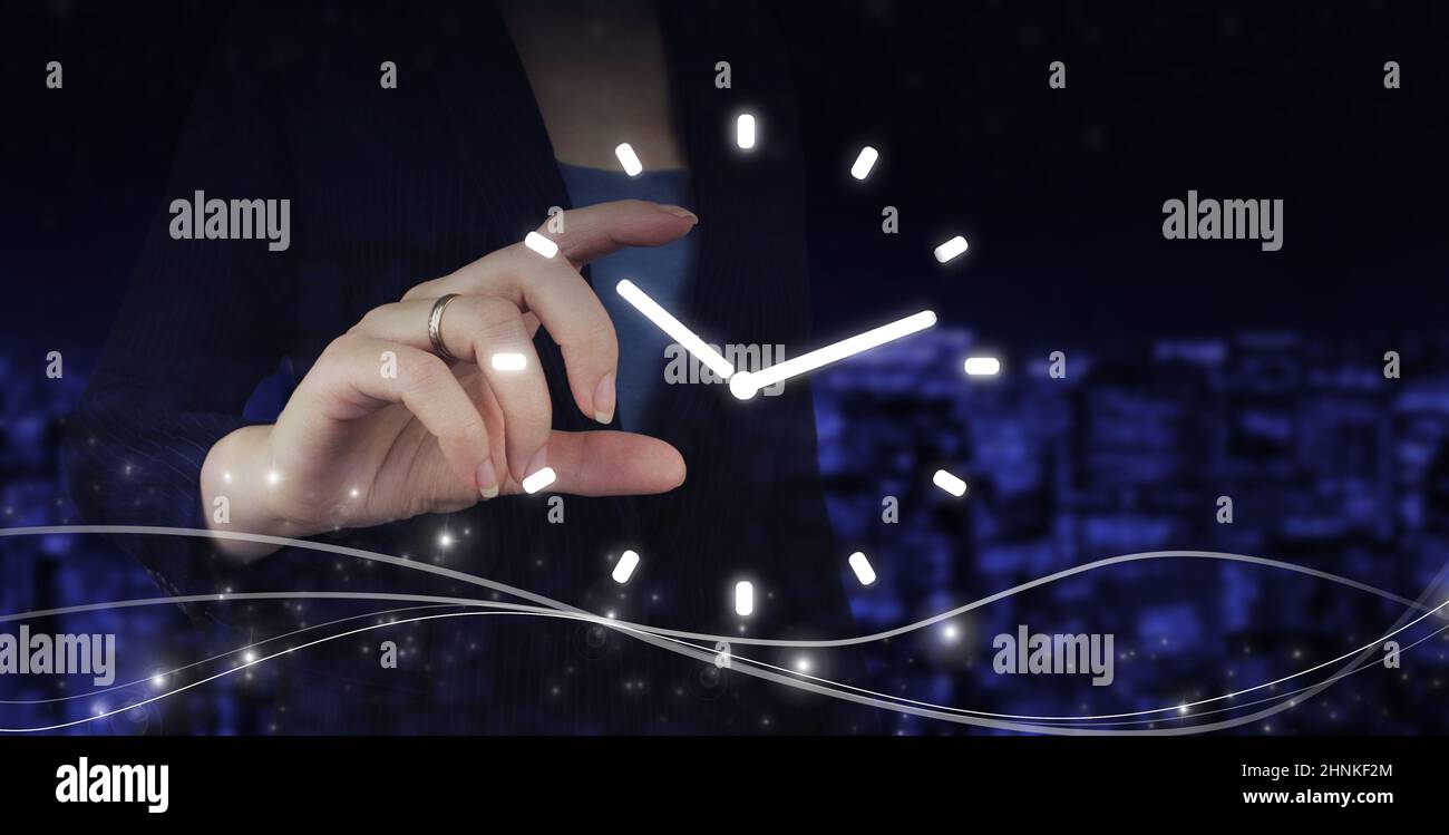 Time Management Duration Interval Graphic Concept. Hand hold digital ...