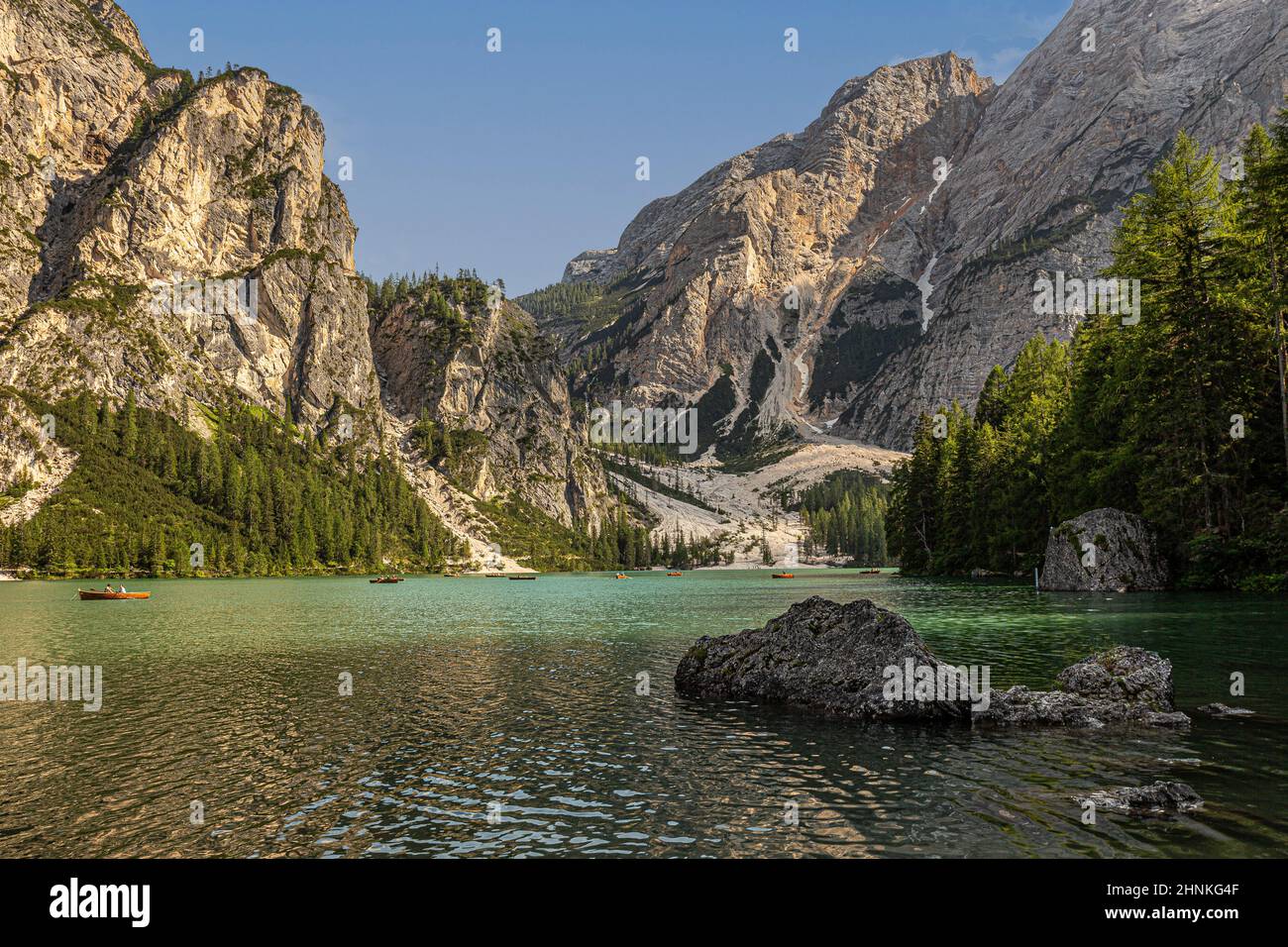 Lake Braies is a lake in the Prags Dolomites in South Tyrol, Italy ...