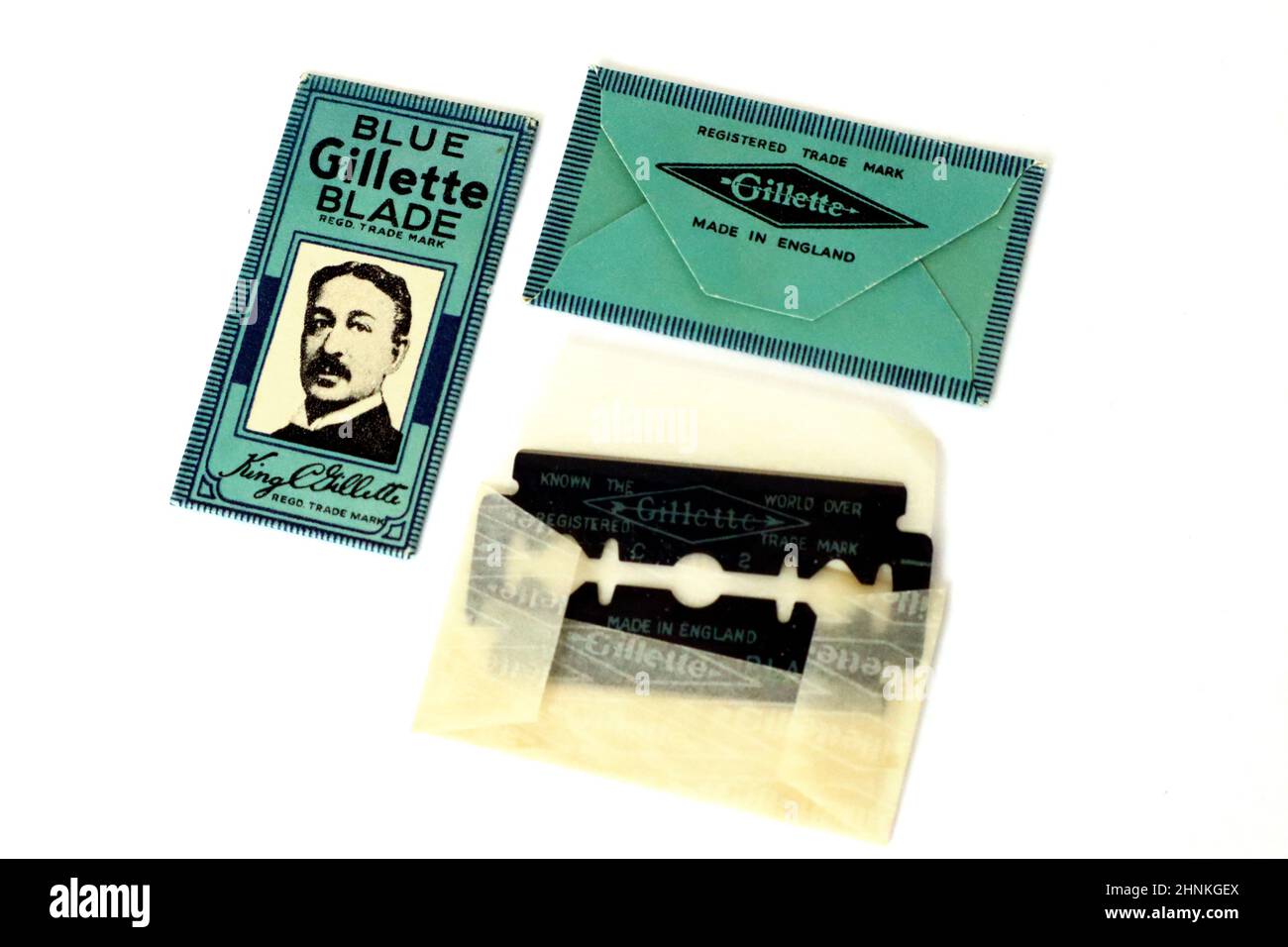 Vintage 1940s GILLETTE Blue Blades Stock Photo - Alamy