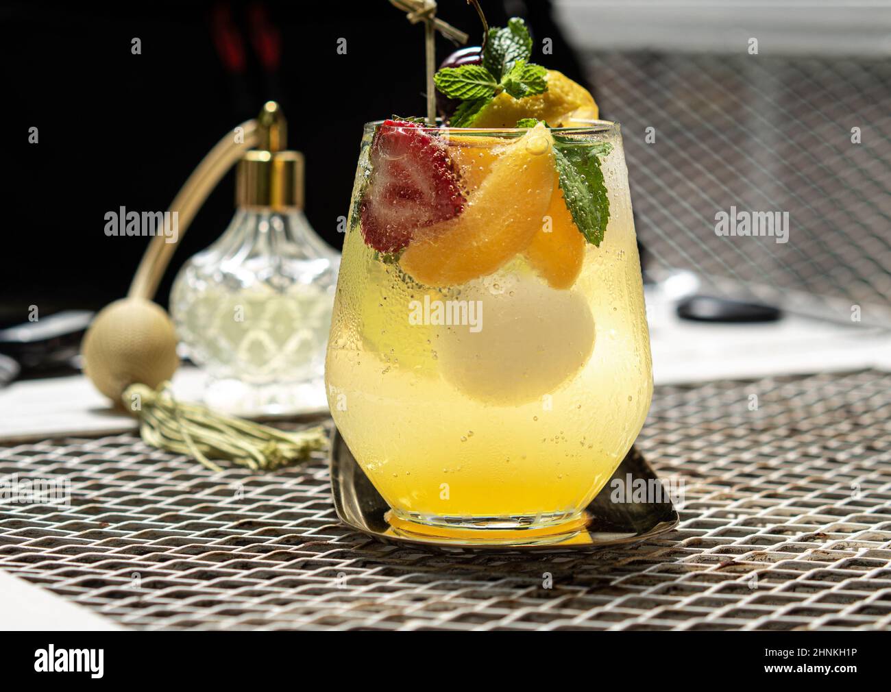 Fresh Summer Soft Drink Lady Mocktail Pour In Glass Decoration With fresh-summer-soft-drink-lady-mocktail-pour-in-glass-decoration-with
