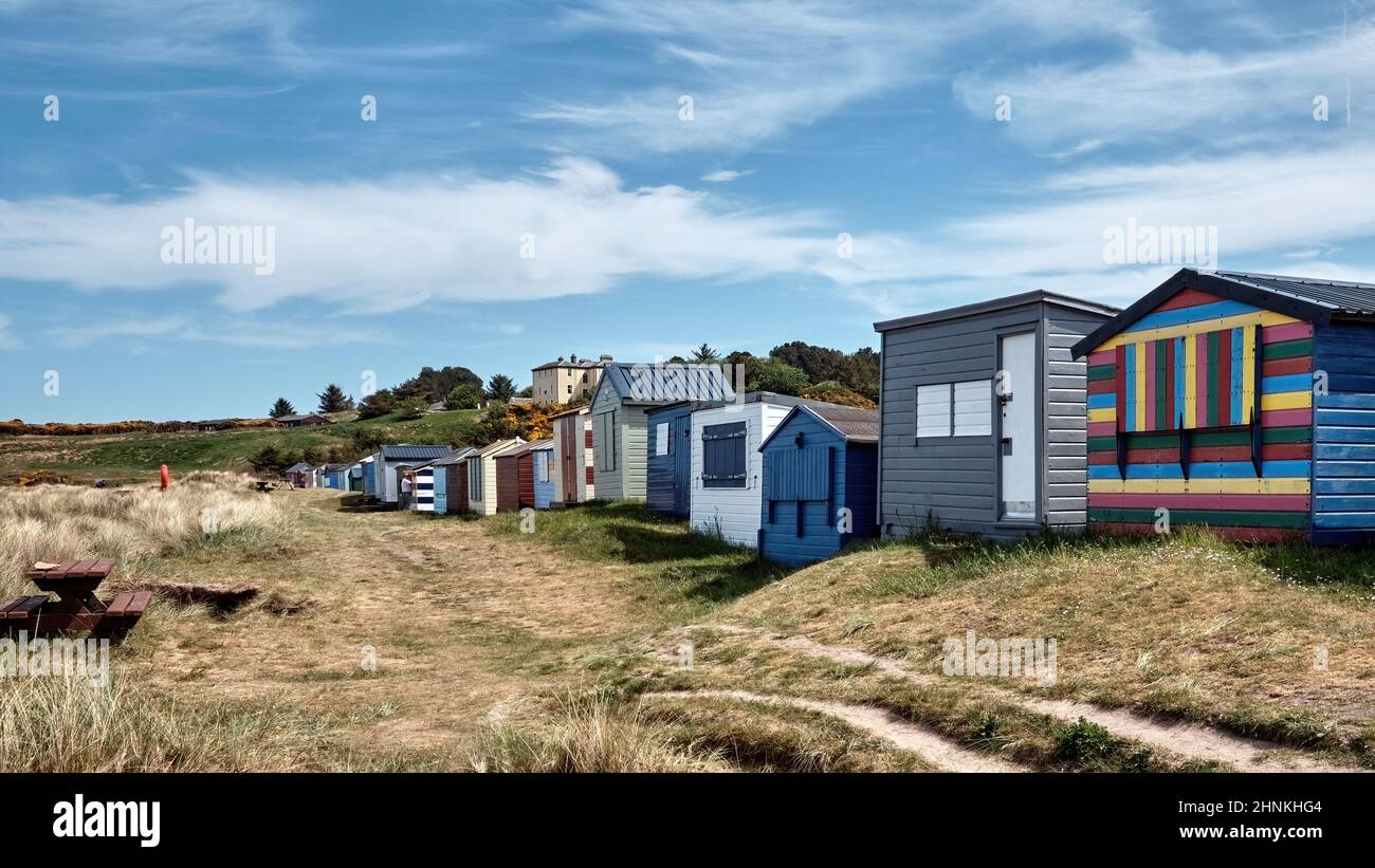 Hopeman Iconic Beach Huts Stock Photo - Alamy