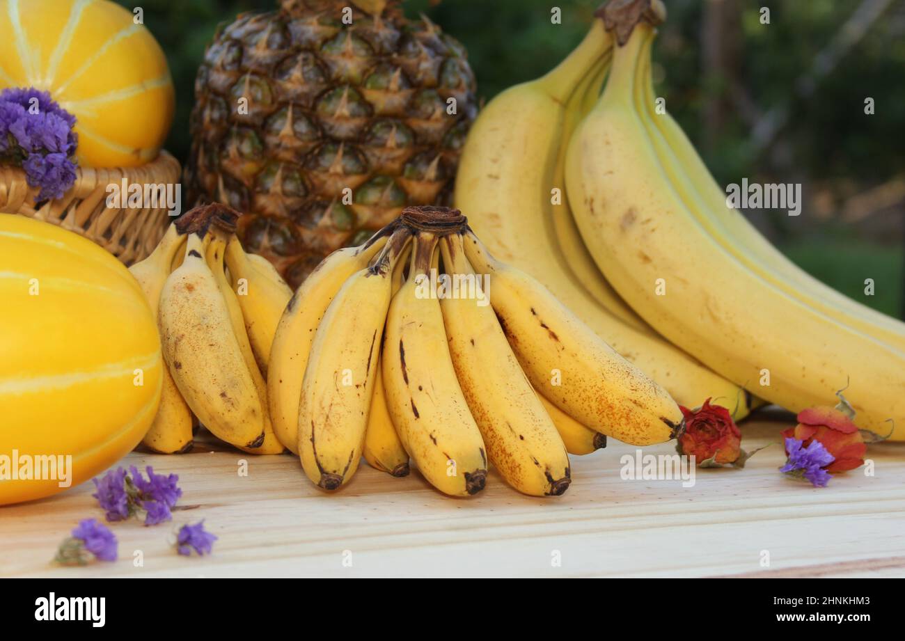 Fresh Fruit and Vegetables for Sale at Farmers Market Bananas and ...