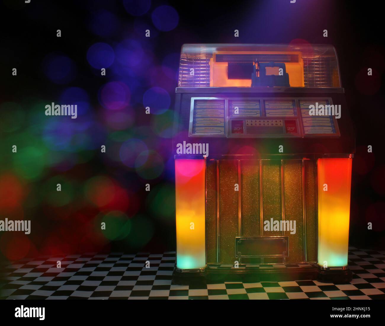 Jukebox in Bar with Disco Ball and Bokeh Composite Image Stock Photo ...