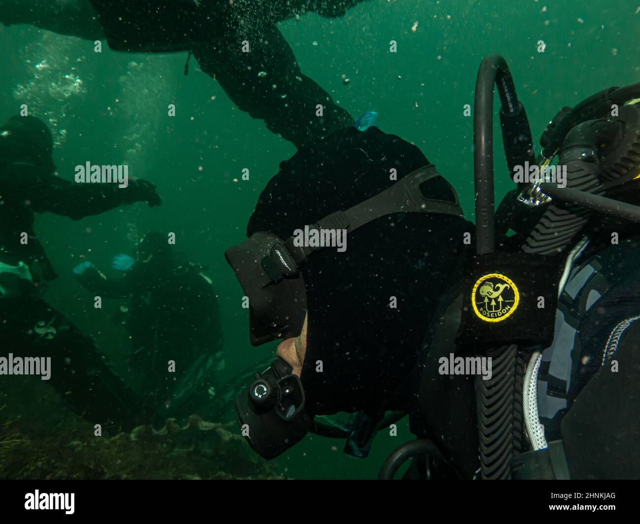 September 12, 2021 - Hamburgsund, Sweden: A group of scuba divers makes ...