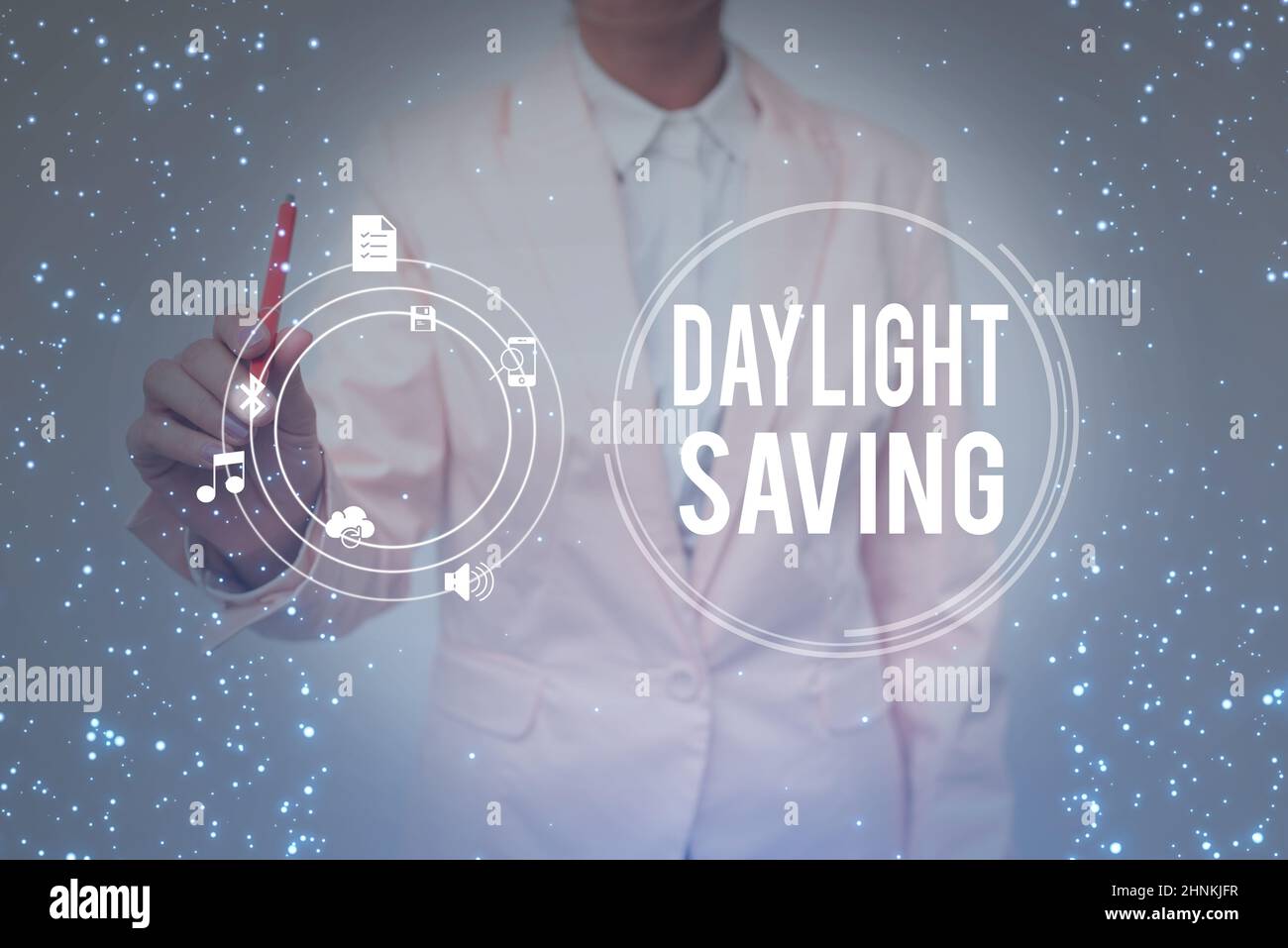 Hand writing sign Daylight Saving, Word Written on turning the clock ...