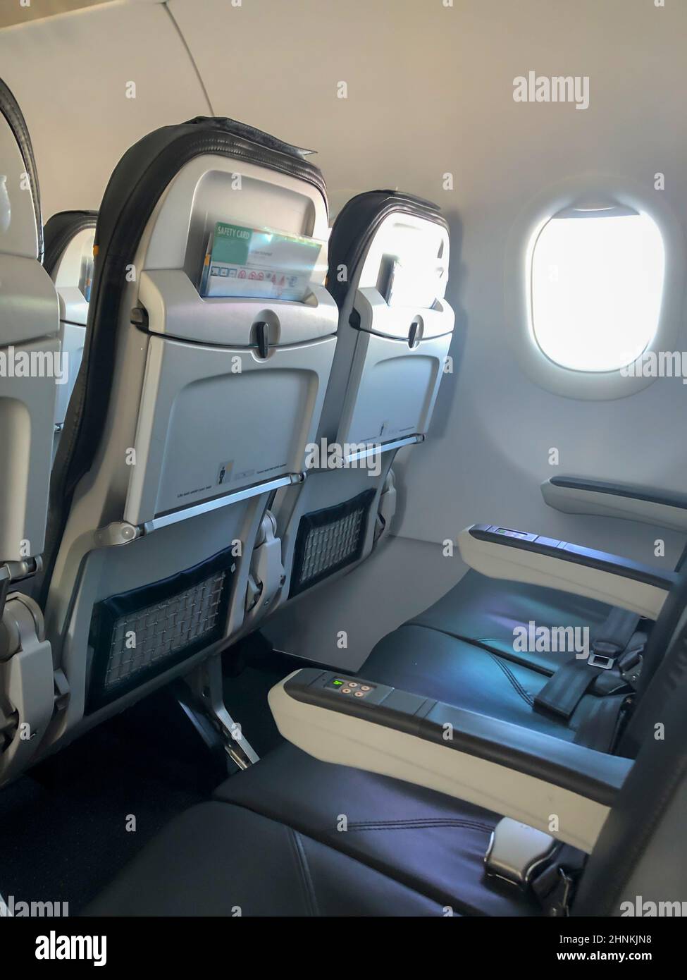 Detail view of the interior of a passenger aircraft Stock Photo - Alamy