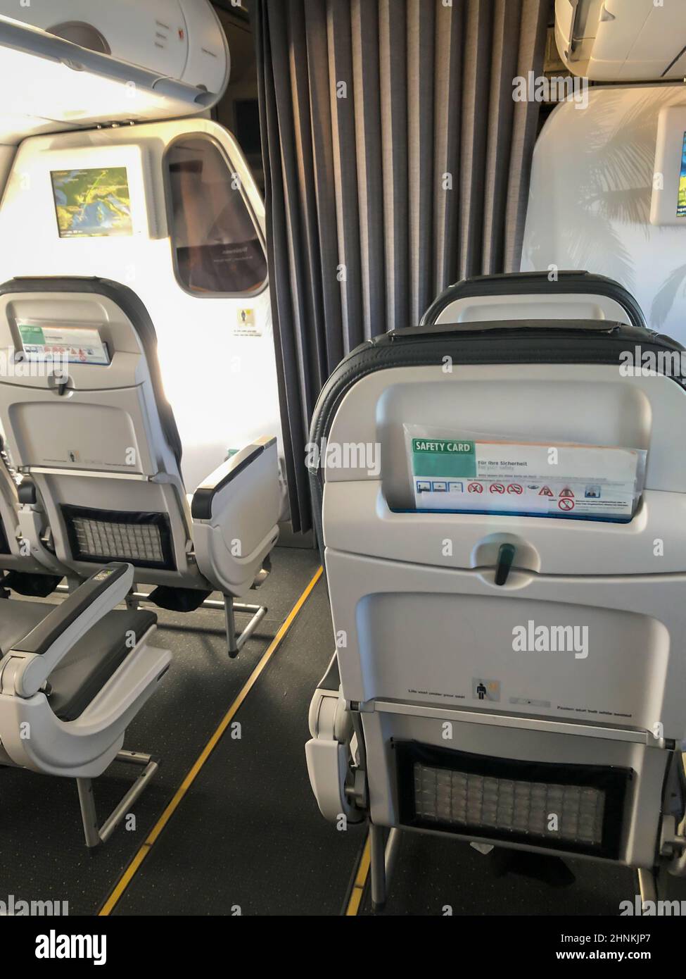 Detail view of the interior of a passenger aircraft Stock Photo - Alamy