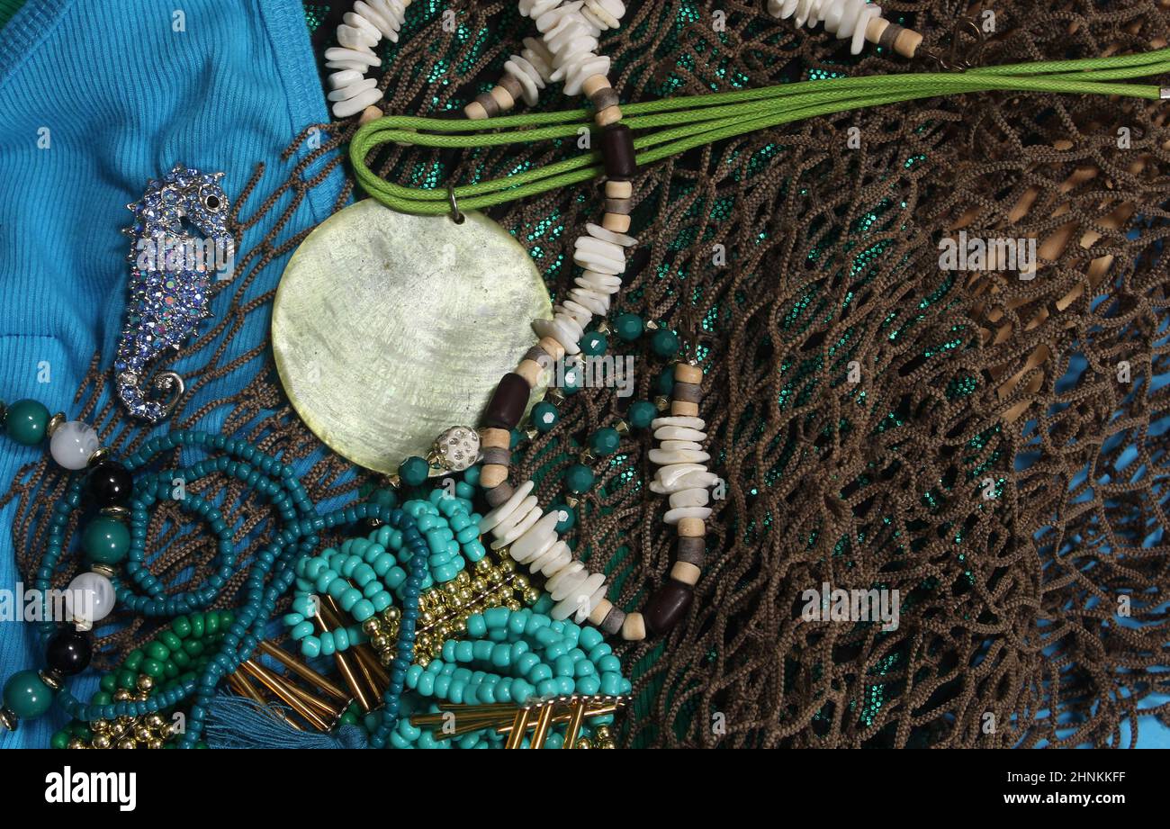 Mermaid Fashion With Jewelry and Fishing Net Stock Photo - Alamy