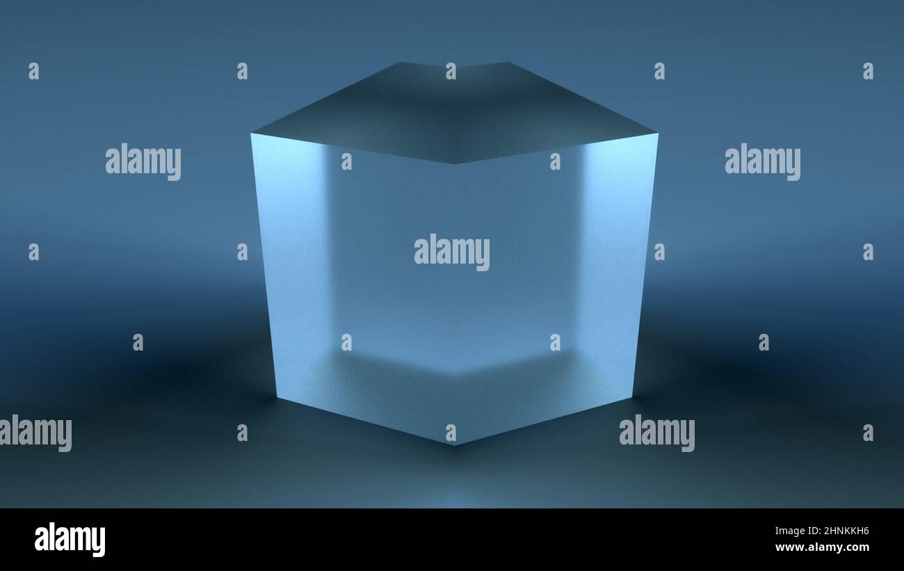 Geometric crystal with 3d render of matte surface. Futuristic square ...