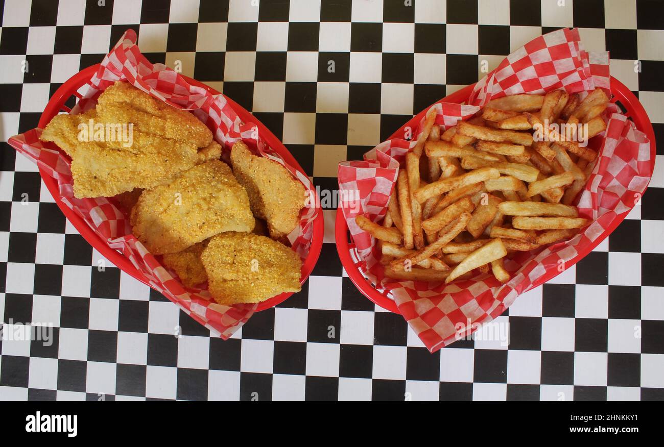 Fried Catfish Fillets in Rural Cafe Stock Photo - Alamy