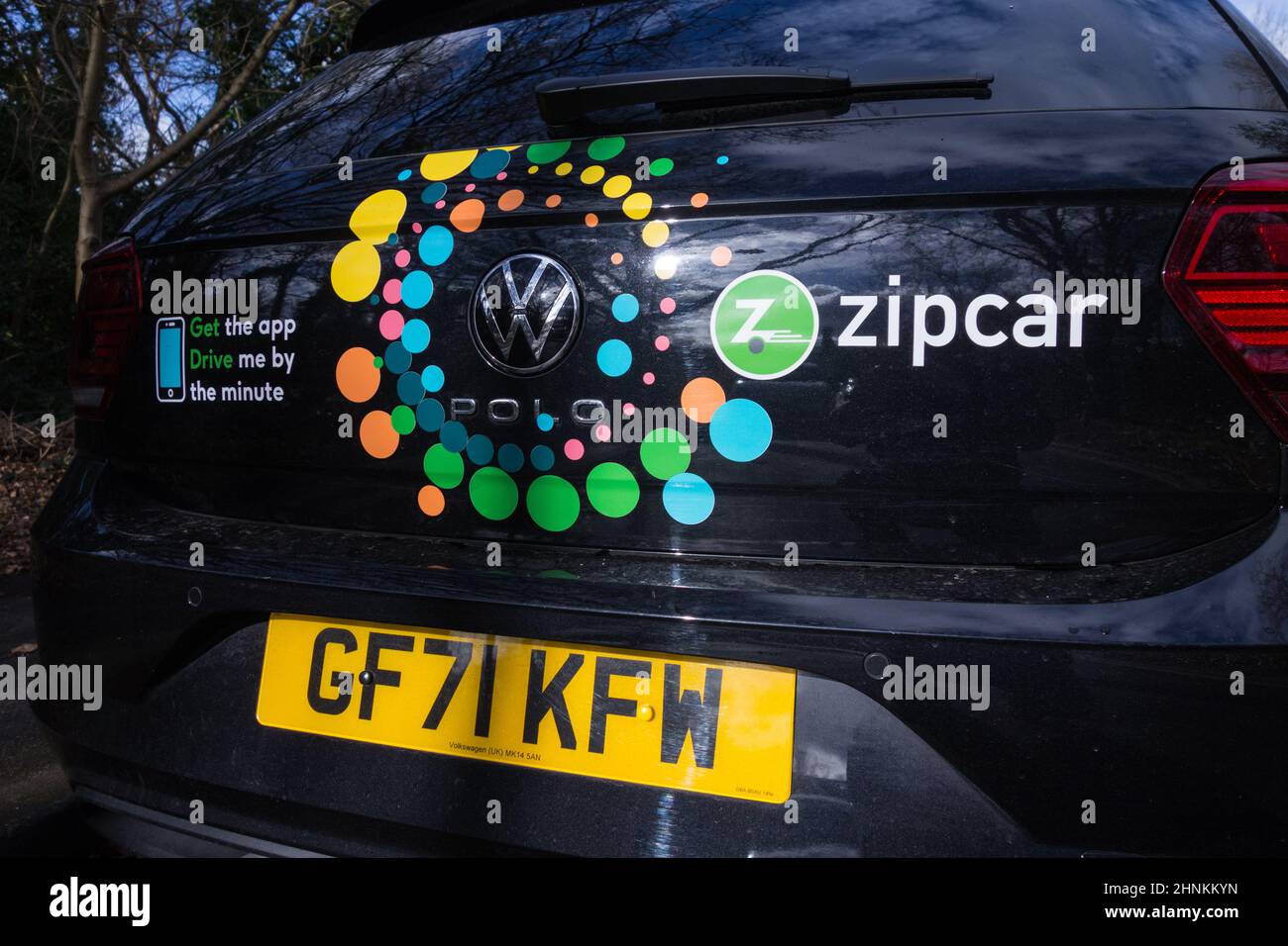 Zipcar an American car-sharing company VW Polo on a street in London ...