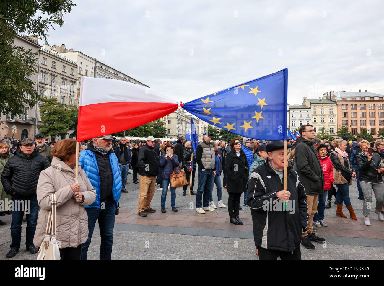 Cracow Poland - We stay the government leaves! People protest against ...