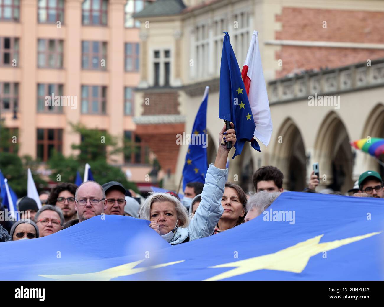 Cracow Poland - We stay the government leaves! People protest against ...
