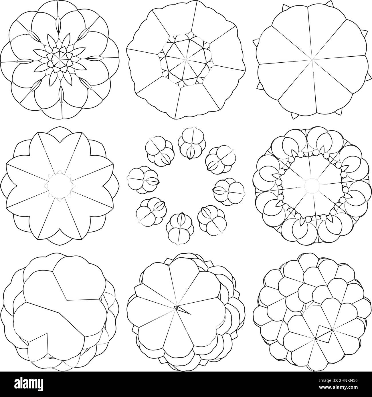 Sacred geometry lotus, floral, flower motif, icon. Geometric circular ...
