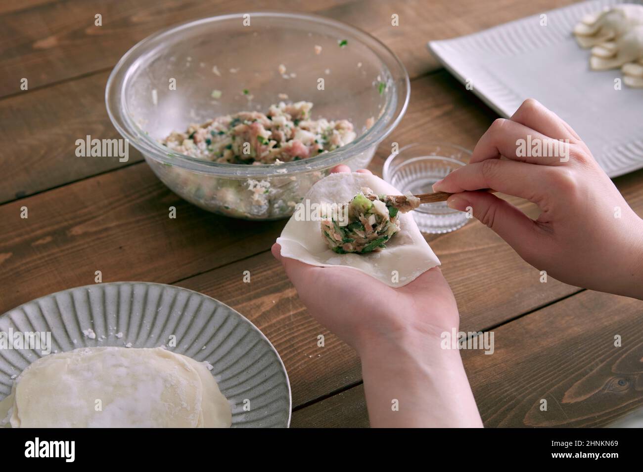 Handmade Dumplings Filled With Red Bean Paste Stock Photo - Alamy
