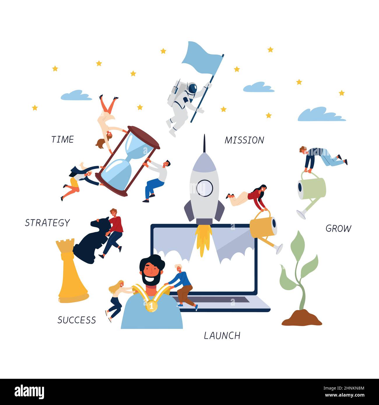 Business Concept of Startup, Success, Time, Grow, Strategy, Launch ...