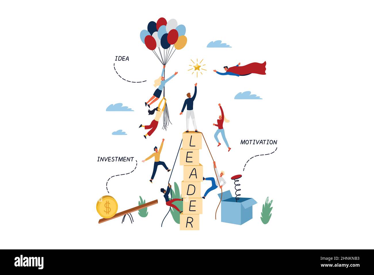 Business Concept of Start up, Career, Promotion and Success. Cartoon ...
