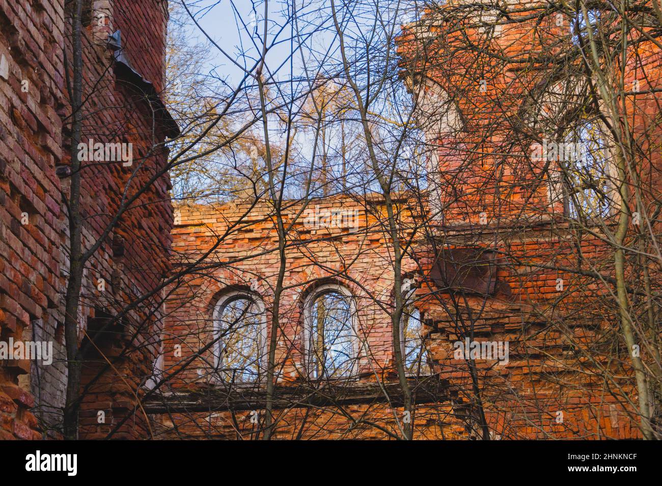 Old ruins. destroyed red brick walls of ancient building Stock Photo ...