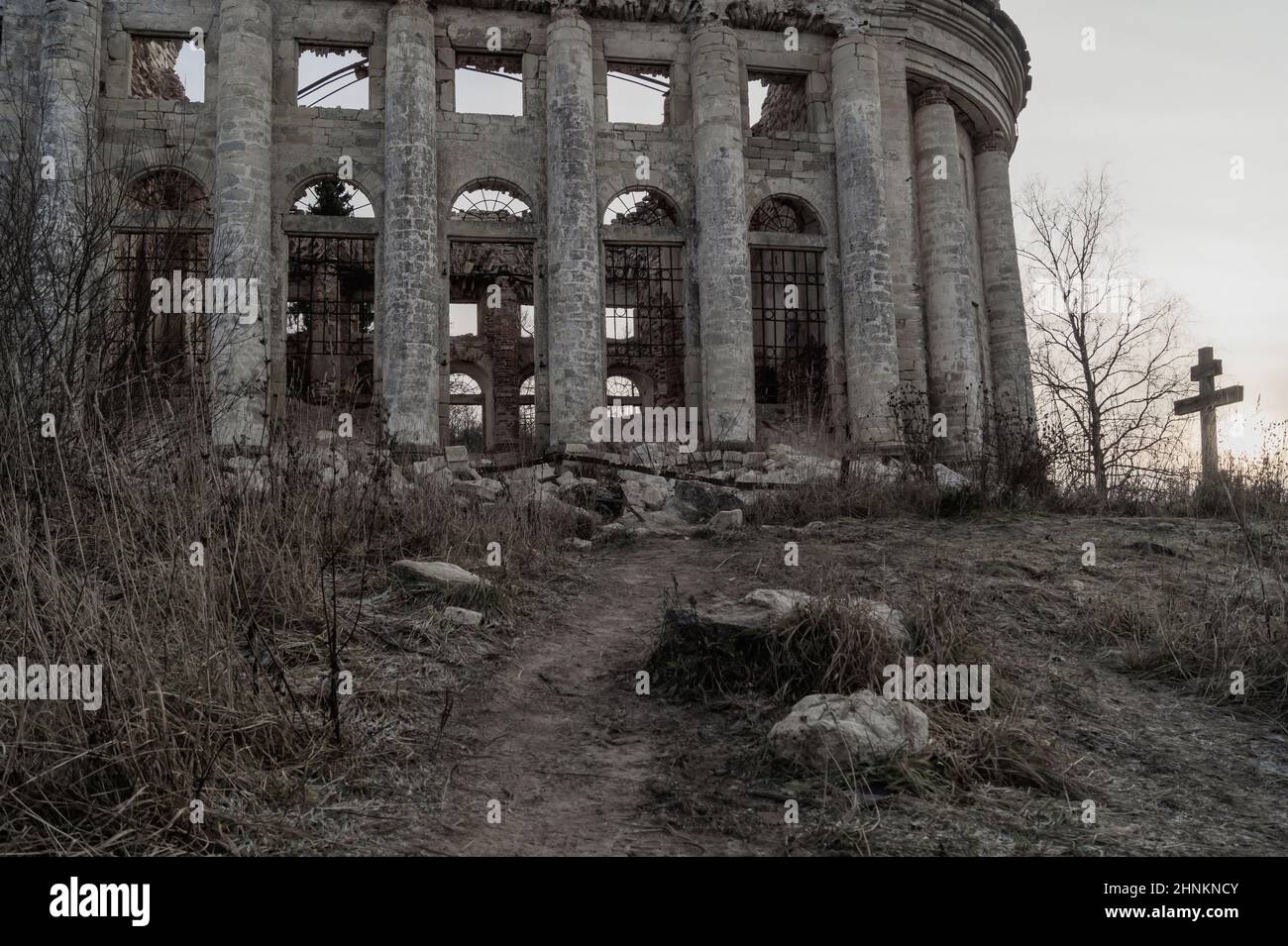 Old ruined church. ancient abandoned building landscape Stock Photo - Alamy
