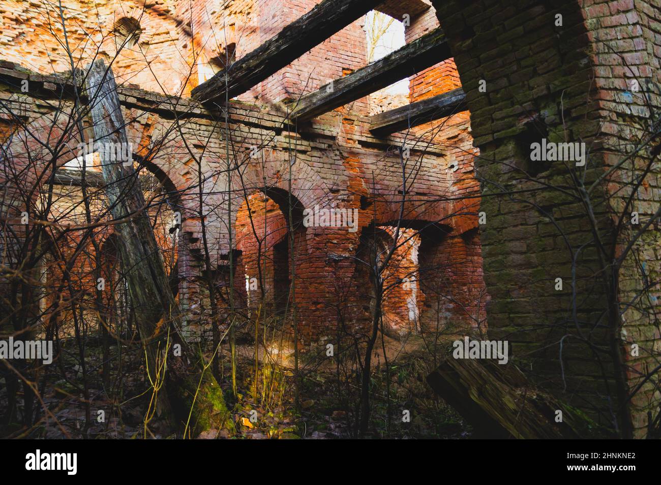 Old ruins. destroyed red brick walls of ancient building Stock Photo - Alamy