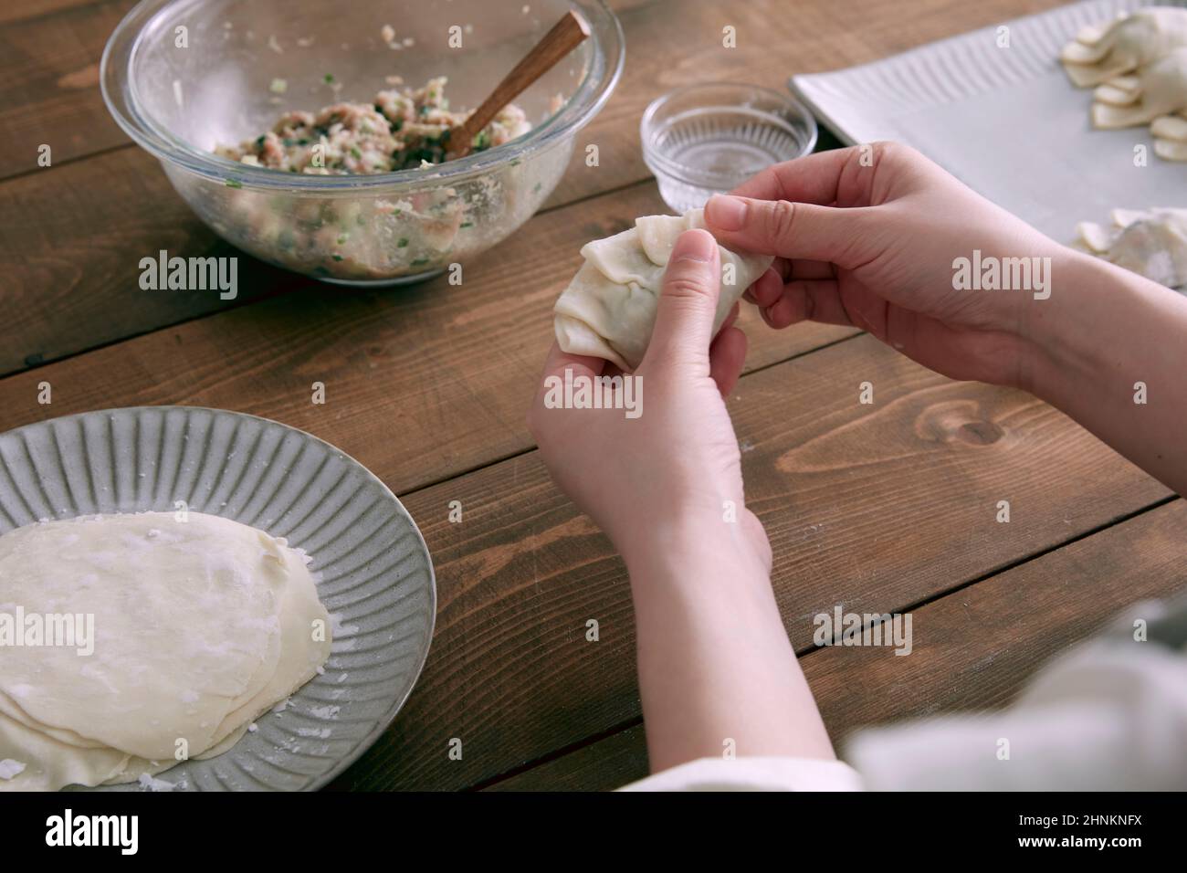 Handmade Dumplings Filled With Red Bean Paste Stock Photo - Alamy